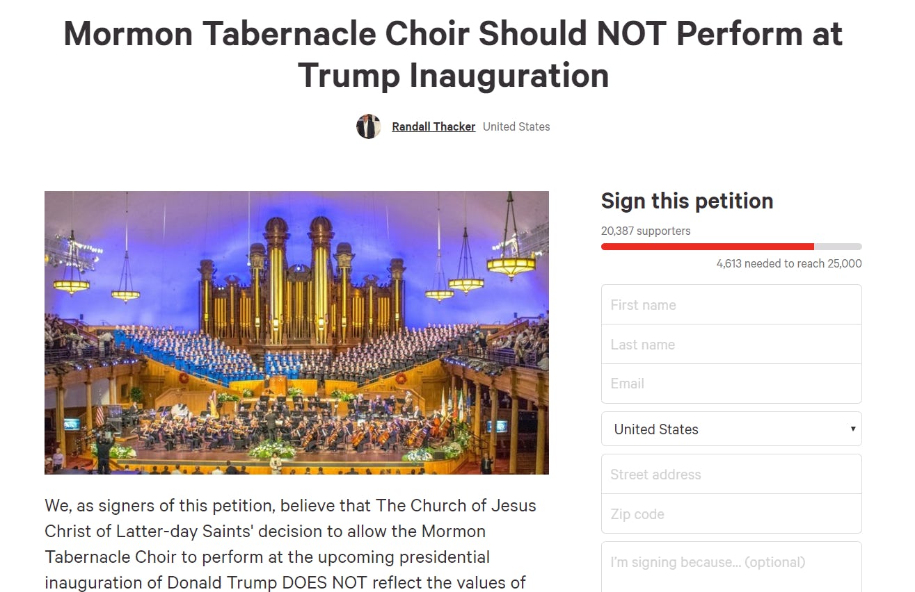 Trump Inauguration: Mormon Tabernacle Choir singer resigns to avoid ...