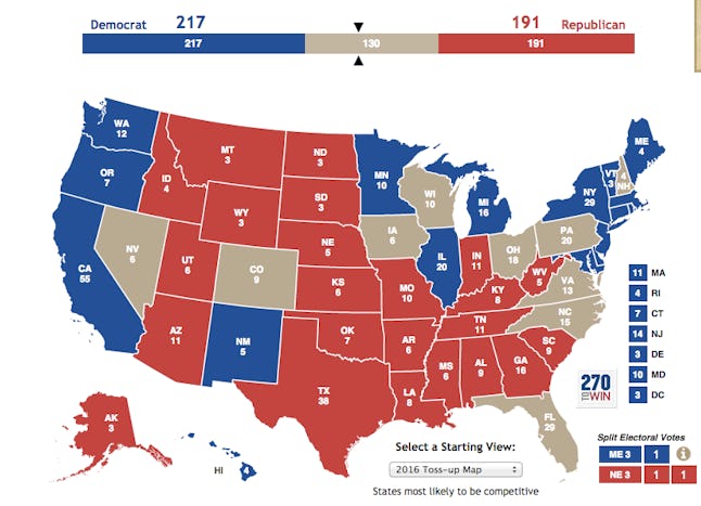 2016 Election Map: Coverage Map of Electoral Votes Per State