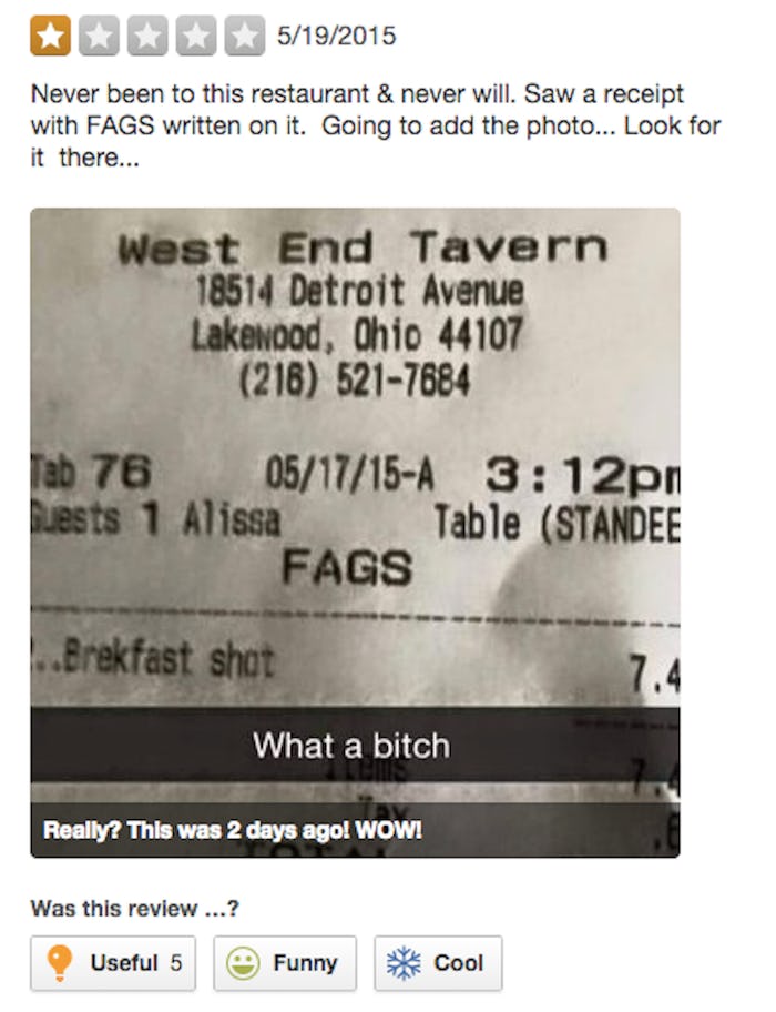 This Restaurant Receipt Is Going Viral for the Worst Possible Reason