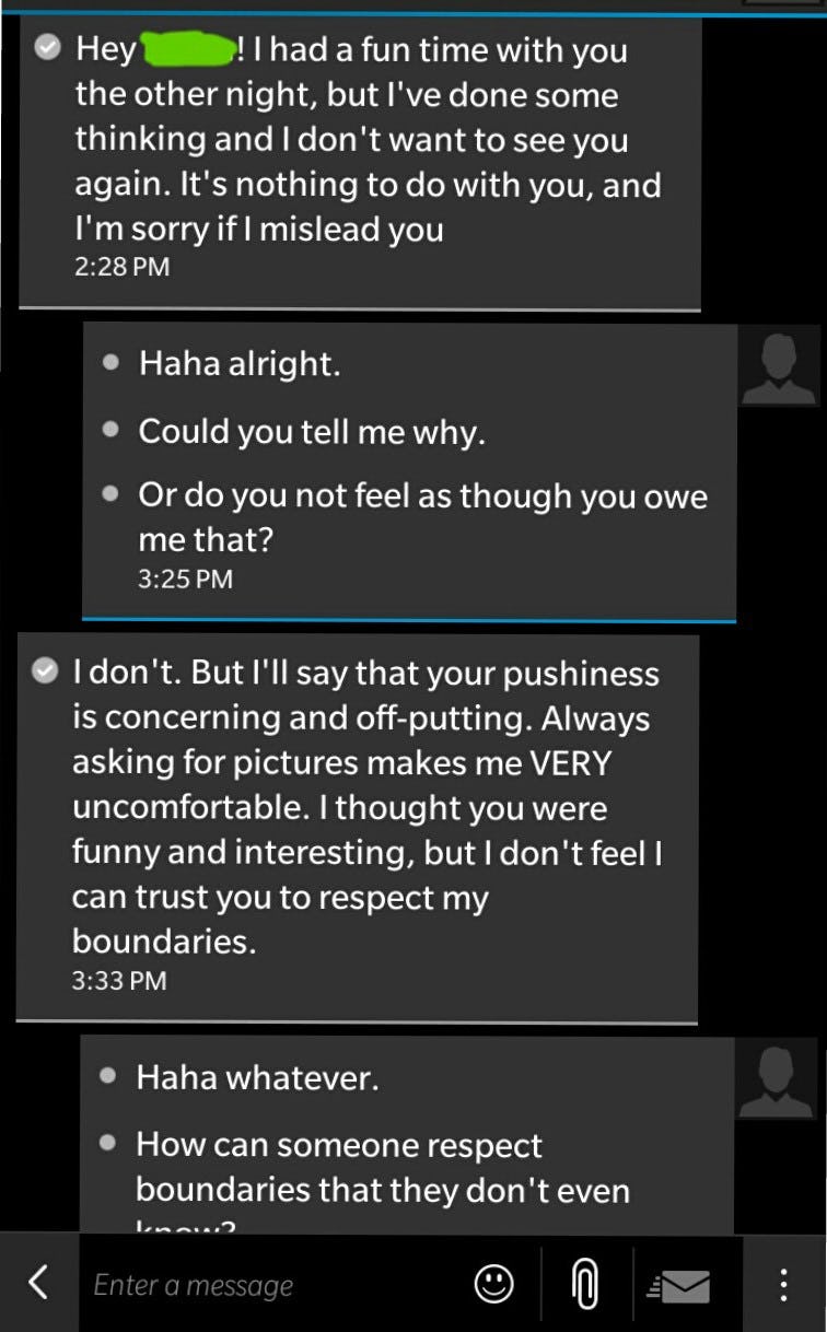 This Woman Rejected a "Nice Guy" and His Explosive Texts Are Going Viral