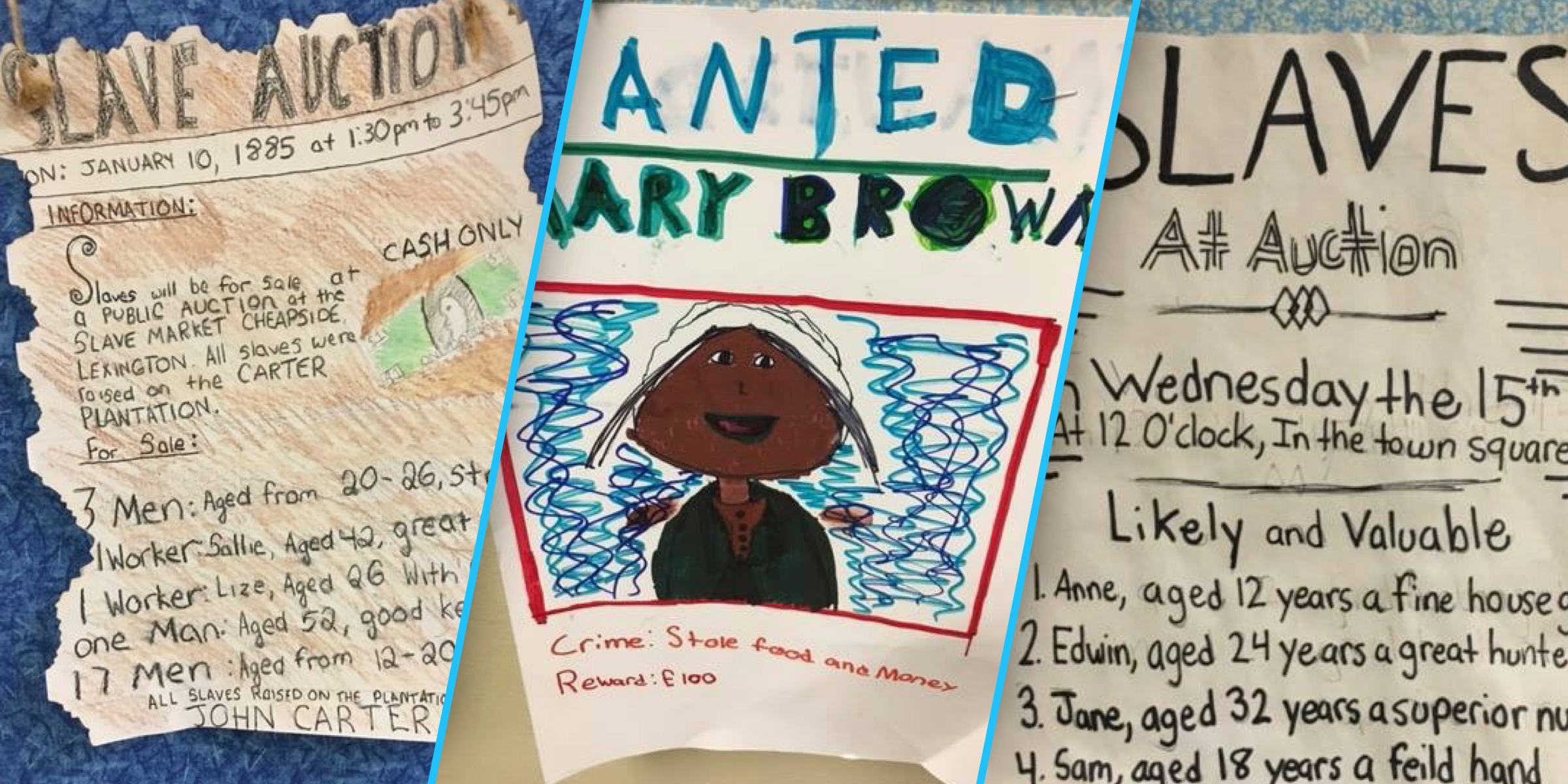 5th grade NJ students asked to make slave auction posters for history ...