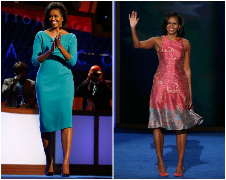 At the Democratic Convention, Michelle Obama's Understated Blue Dress ...